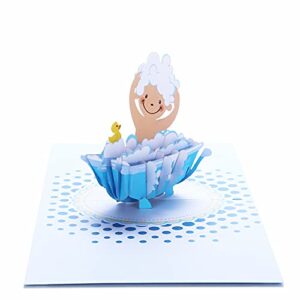 Liif Baby Shower Blue Boy 3D Greeting Pop Up Card For New Baby, Baby Congratulations, Announcement, Newborn, Baby Congrats, Cute | With Message Note & Envelop