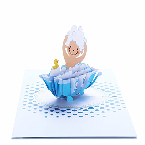 Liif Baby Shower Blue Boy 3D Greeting Pop Up Card For New Baby, Baby Congratulations, Announcement, Newborn, Baby Congrats, Cute | With Message Note & Envelop