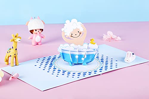 Liif Baby Shower Blue Boy 3D Greeting Pop Up Card For New Baby, Baby Congratulations, Announcement, Newborn, Baby Congrats, Cute | With Message Note & Envelop