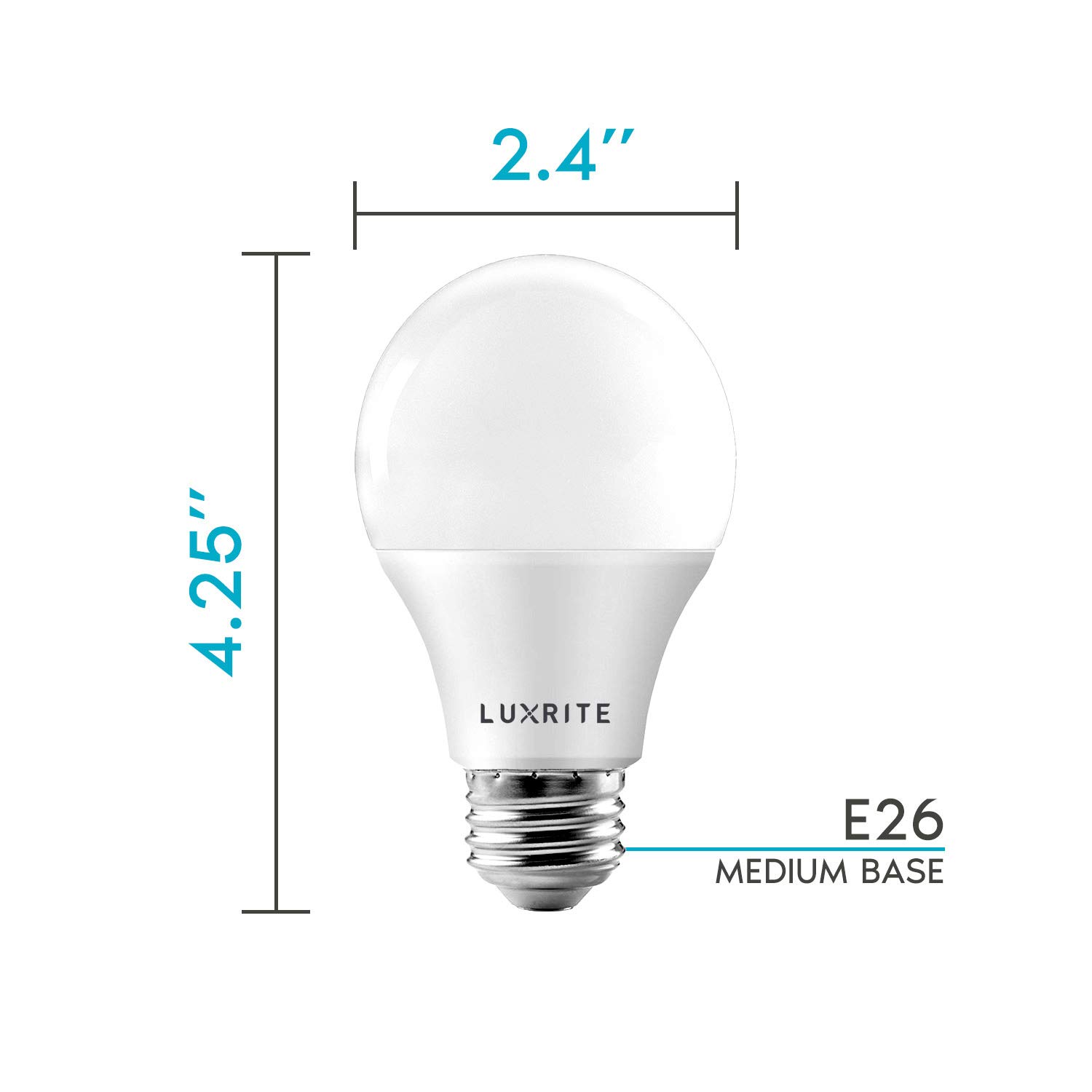 LUXRITE A19 LED Light Bulb 60W Equivalent, 3000K Soft White Dimmable, 800 Lumens, Standard LED Bulb 9W, E26 Base, Energy Star, Enclosed Fixture Rated, Perfect for Lamps and Home Lighting (12 Pack)