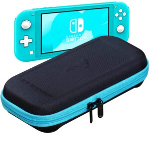 butterfox slim carrying case for nintendo switch lite with 19 game and 2 micro sd card holders, storage for switch lite accessories (blue turquoise/black)