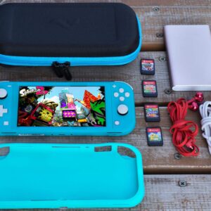 ButterFox Slim Carrying Case for Nintendo Switch Lite with 19 Game and 2 Micro SD Card Holders, Storage for Switch Lite Accessories (Blue Turquoise/Black)