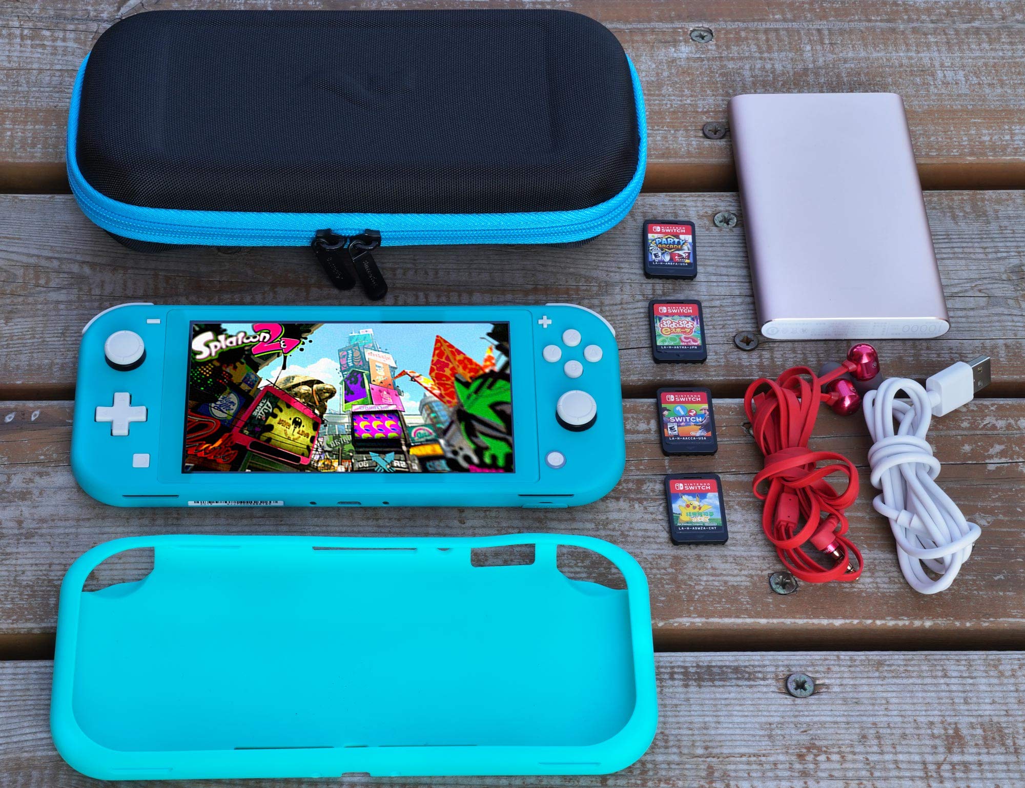 ButterFox Slim Carrying Case for Nintendo Switch Lite with 19 Game and 2 Micro SD Card Holders, Storage for Switch Lite Accessories (Blue Turquoise/Black)