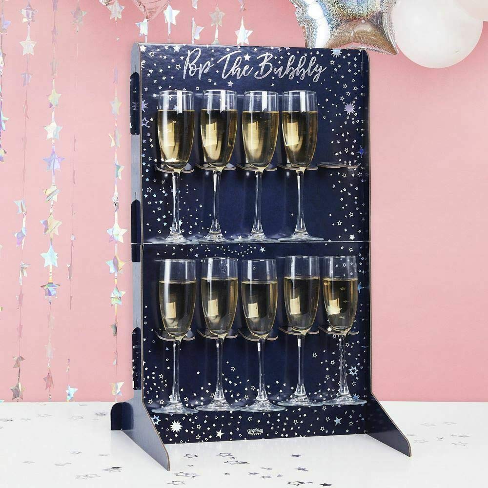 Ginger Ray Navy & Iridescent Champagne Party Drinks Wall Holder Stand Decoration - Great for Christmas StarGazer Birthday