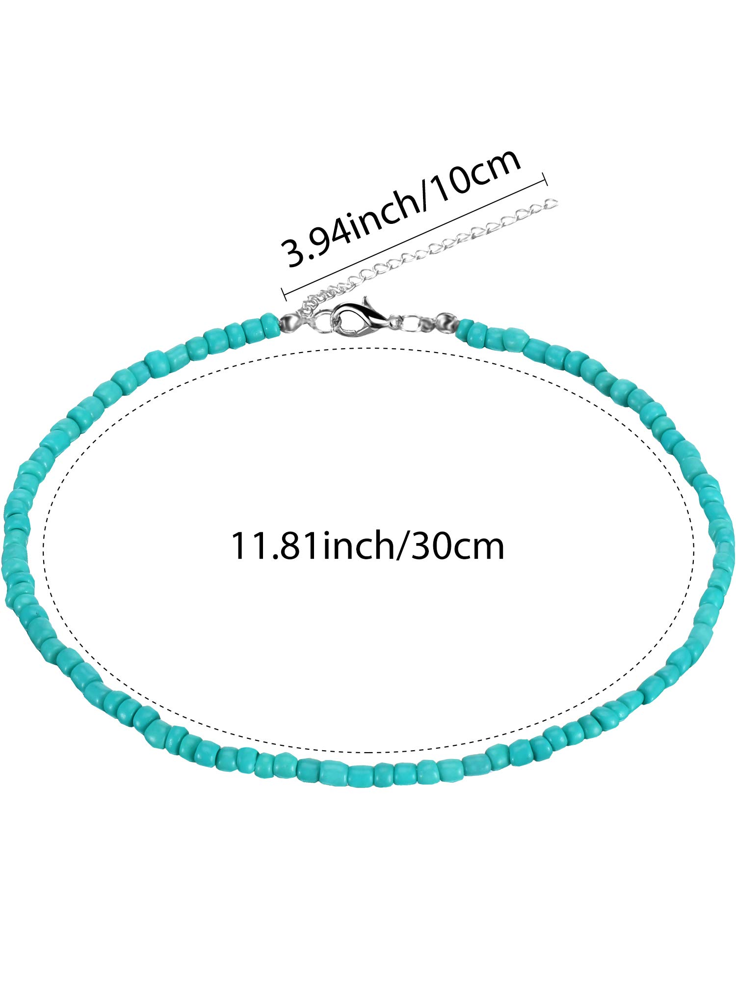 Hicarer Women Bead Choker Necklace Colorful Bohemian Seed Bead Chain Women Boho Hawaiian Tiny White Turquoise Layered Collar