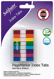 snopake index tab pagemarkers with colour coded tips 45 x 8 mm - 160 tabs - assorted [ref: 15845]