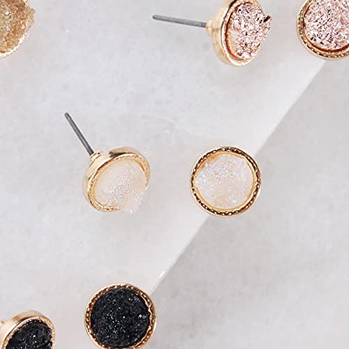 Humble Chic Faux Druzy Stud Earrings - Beautiful Stud Earrings for Women, Everyday Earrings for Women, Simple Earrings, Dainty Earrings for Women, White Created Opal