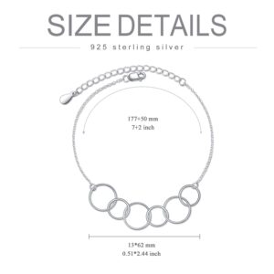 SOULMEET 60th Birthday Gifts for Women, Sterling Silver Six Circles Bracelet for Her, 6 Decades Jewelry 60 Years Old