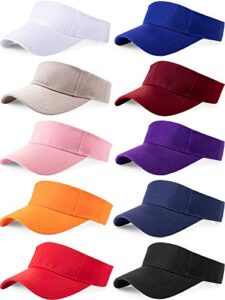 10 pieces sports sun visor hats adjustable visor cap athletic visor hat for men women multicoloured