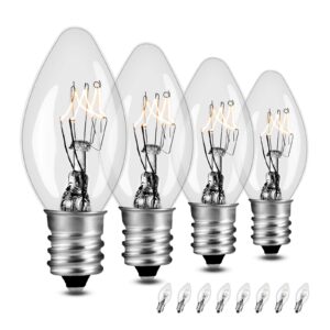 ledesign 7 watt night light replacement bulbs, salt lamp light bulb, plug-in night light, electric window candle bulb, night lamps &christmas lights incandescent e12 socket c7, 12 packs