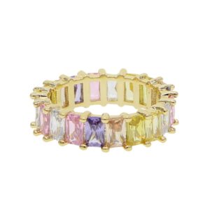 atjmladyjewelry us size 5 6 7 8 9 rainbow pastel pinky white baguette cz eternity band stacking engagement ring for women (7, pastel)