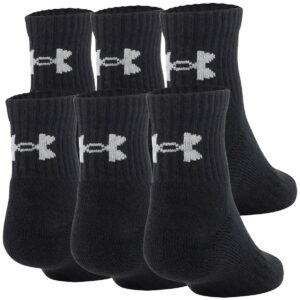 under armour youth training cotton quarter socks, multipairs , black (6-pairs) , small