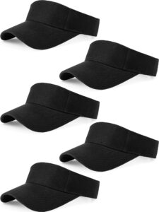 5 pieces sport wear athletic visor sun visor adjustable cap men women sun sports visor hat (black)