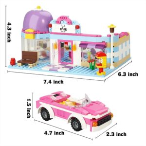 BRICK STORY Girls Friends Hair Salon Building Kit with 2 Mini People 5 Dolls Hair Creative Girls Friends Sets 358 Pieces with a Pink Convertible Car STEM Building Toys Gifts for Kids Age 6-12 and Up