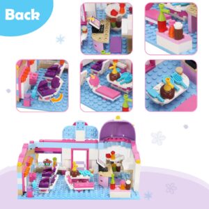 BRICK STORY Girls Friends Hair Salon Building Kit with 2 Mini People 5 Dolls Hair Creative Girls Friends Sets 358 Pieces with a Pink Convertible Car STEM Building Toys Gifts for Kids Age 6-12 and Up