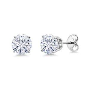 925 sterling silver forever classic moissanite from charles & colvard friction back stud earrings for women (1.60 cttw round 6mm)