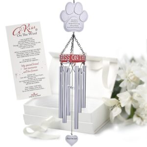 klaxavel pet memorial wind chimes - 19" rainbow bridge pet memorial gifts, thoughtful loss of cat or dog gifts, wind chime with poem and red collar, durable metal outdoor chimes pet sympathy gift