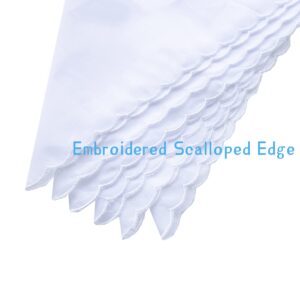 MemoryHanky Bulk Pack Handkerchiefs Cotton Scalloped Hankies Pocket Square Towel White 11 Inches