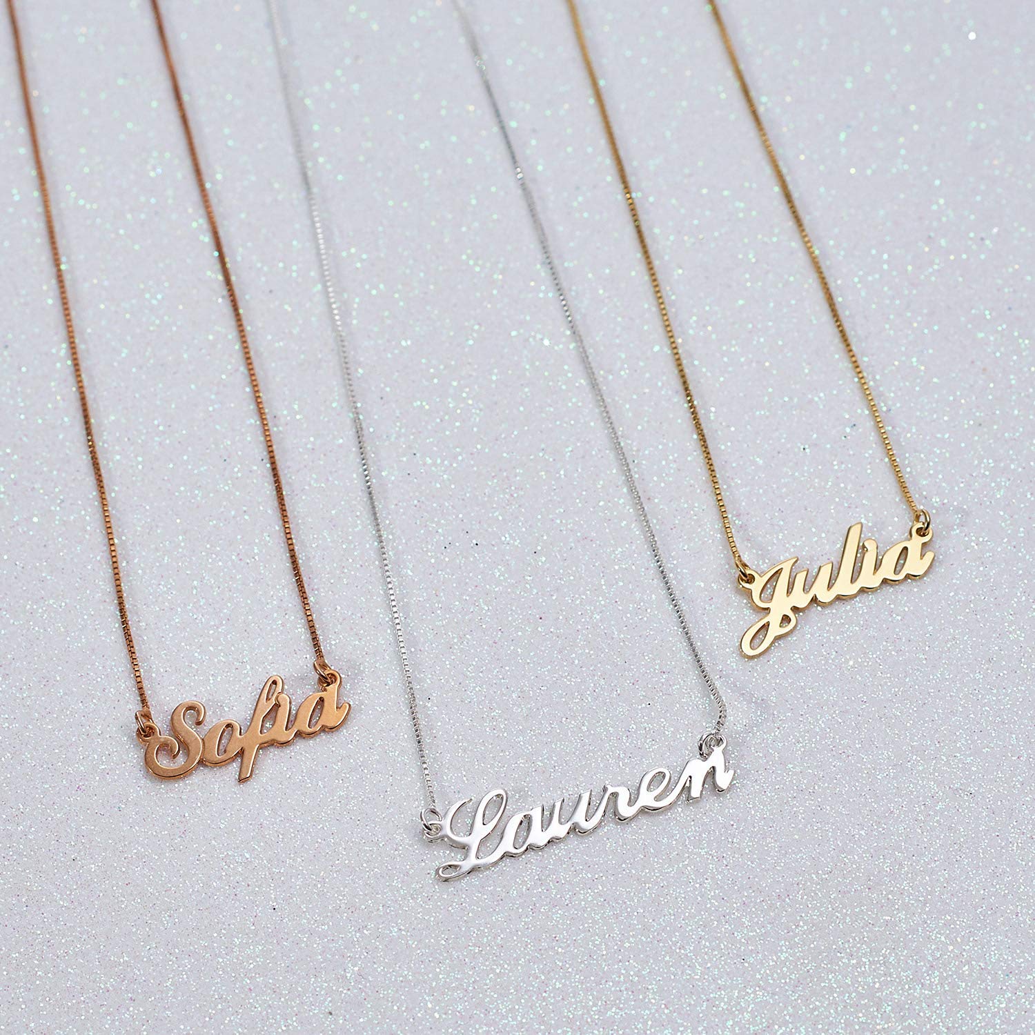 MyNameNecklace Name Necklace - Personalized Engraved Name Pendant Jewelry Precious Metals Sterling Silver 925 & Gold Plating - Nameplate Necklace Gift for Her