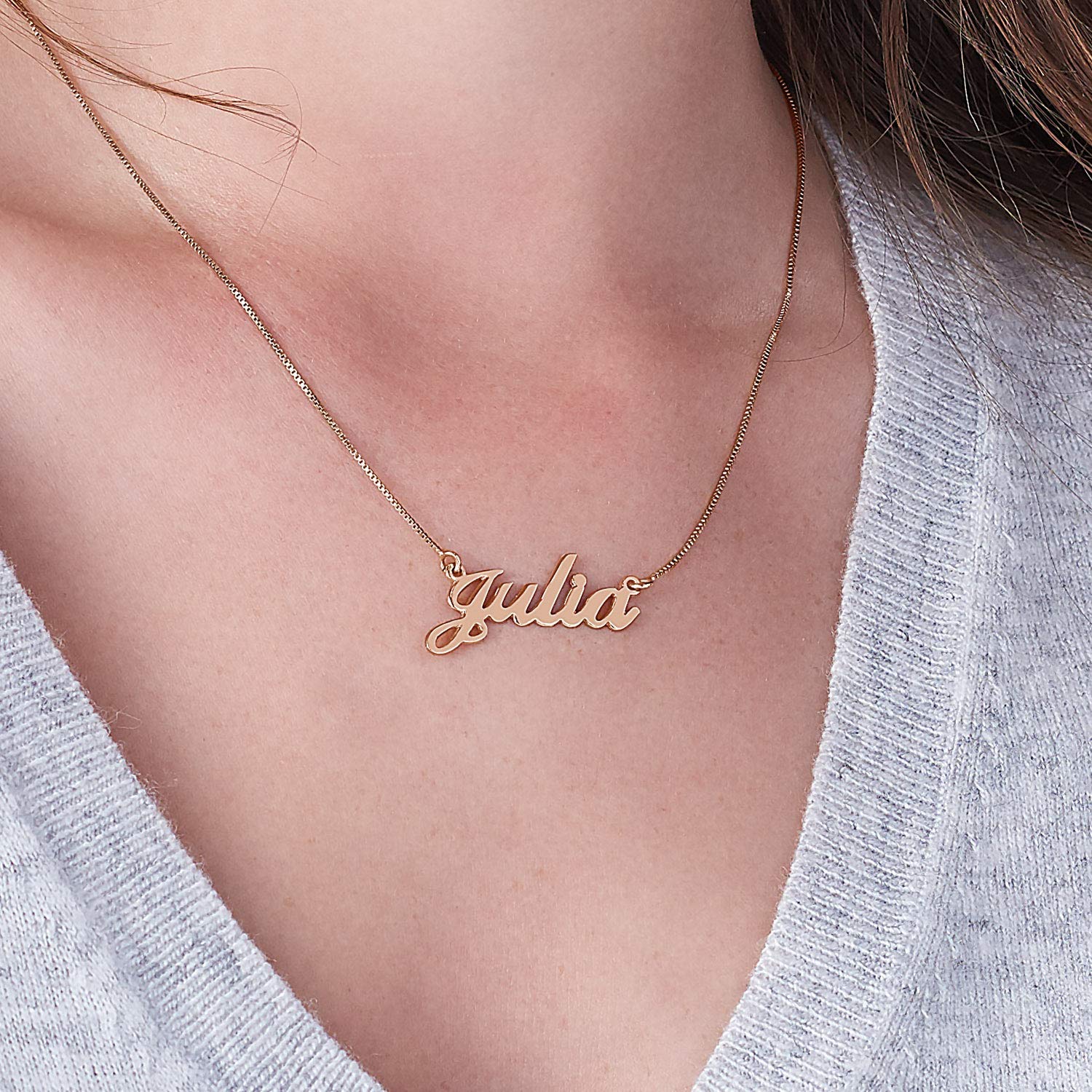 MyNameNecklace Name Necklace - Personalized Engraved Name Pendant Jewelry Precious Metals Sterling Silver 925 & Gold Plating - Nameplate Necklace Gift for Her