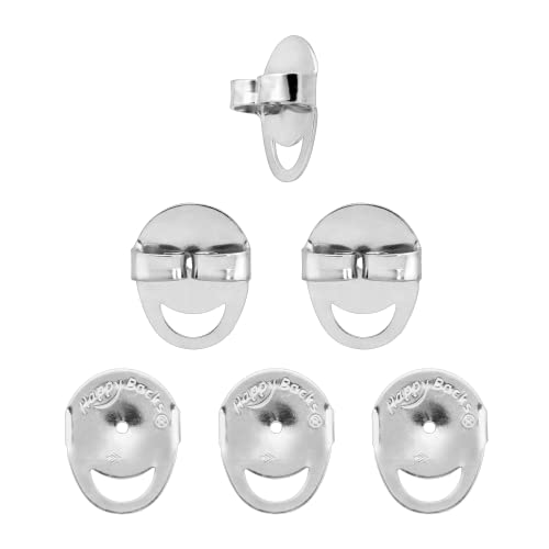 Silpada Flat Back Earring Set for Women, .925 Sterling Silver, Prevent Tipping Forward or Drooping from Heavy Earrings, 'Three Pair Happy Back'