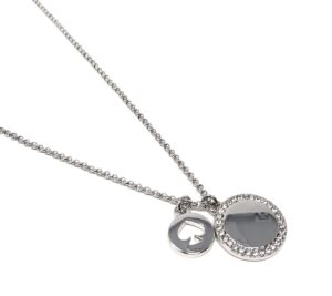 kate spade new york clear silver plated spot the spade charm womens pendant necklace