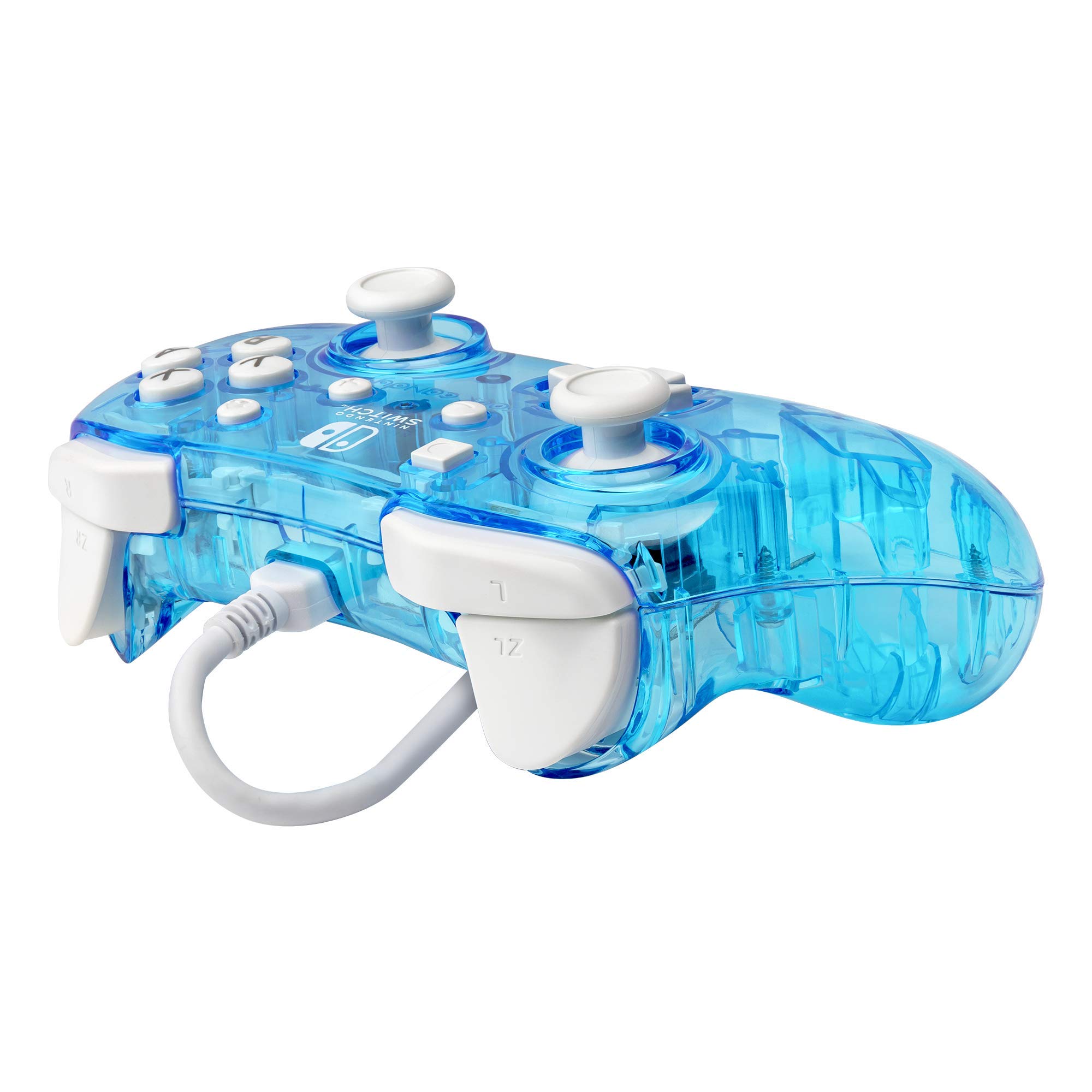 PDP Rock Candy Wired Gaming Switch Pro Controller - Blu-merang Blue / Clear - Licensed by Nintendo - OLED Compatible - Compact, Hard Transparent Plastic Travel Controller - Holiday & Birthday Gifts