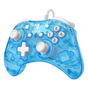 PDP Rock Candy Wired Gaming Switch Pro Controller - Blu-merang Blue / Clear - Licensed by Nintendo - OLED Compatible - Compact, Hard Transparent Plastic Travel Controller - Holiday & Birthday Gifts