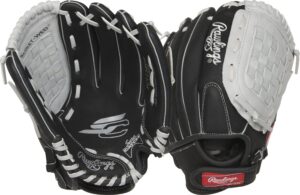 rawlings | sure catch t-ball & youth baseball glove | right hand throw | 11.5" | black/grey