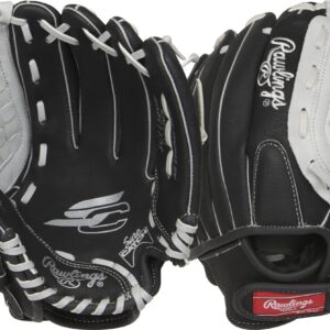 Rawlings | SURE CATCH T-Ball & Youth Baseball Glove | Right Hand Throw | 11.5" | Black/Grey