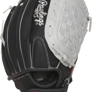 Rawlings | SURE CATCH T-Ball & Youth Baseball Glove | Right Hand Throw | 11.5" | Black/Grey