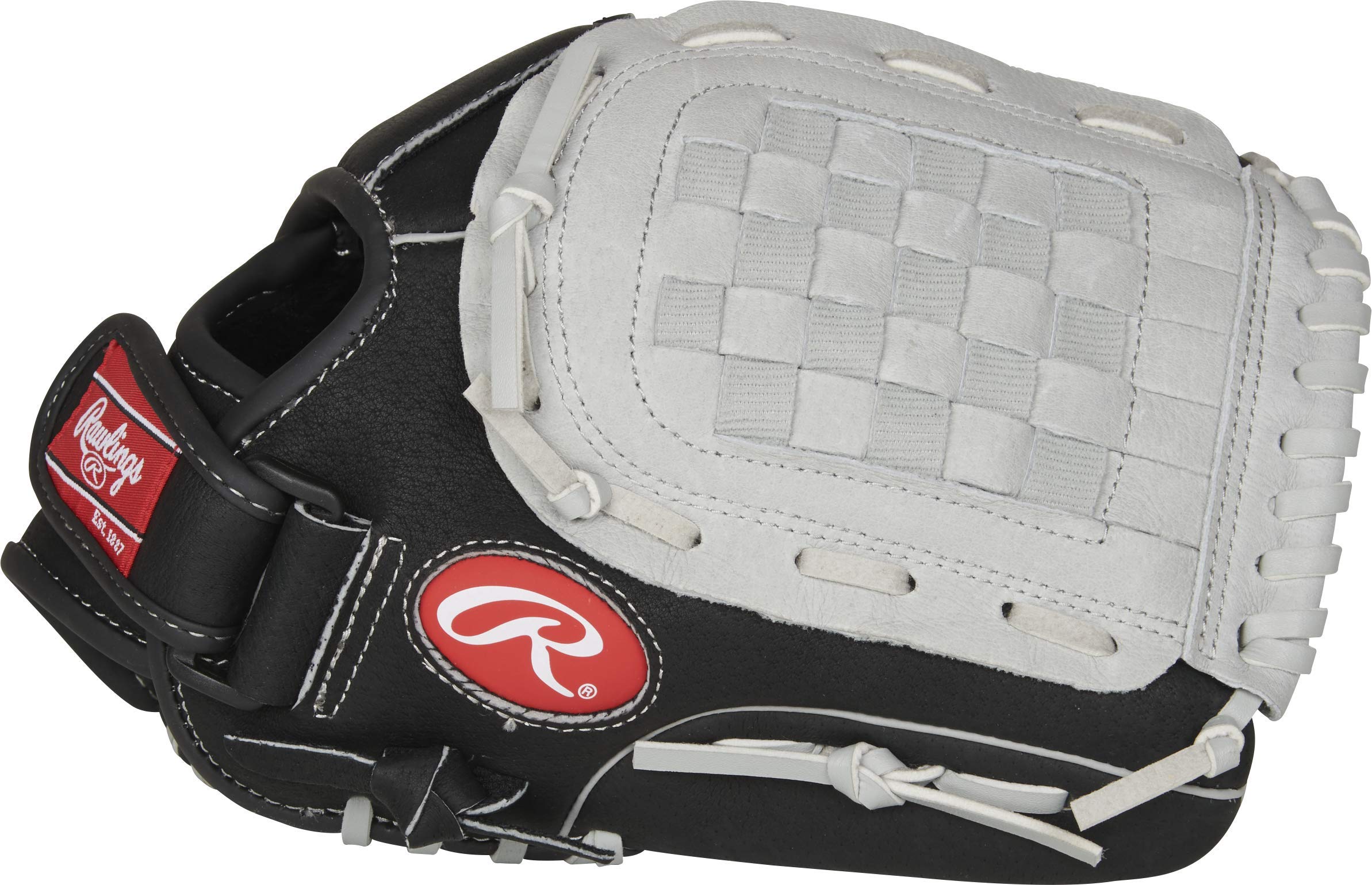 Rawlings | SURE CATCH T-Ball & Youth Baseball Glove | Right Hand Throw | 11.5" | Black/Grey