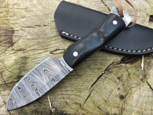 perkin damascus steel knife hunting knife with sheath bushcraft knife - sk800