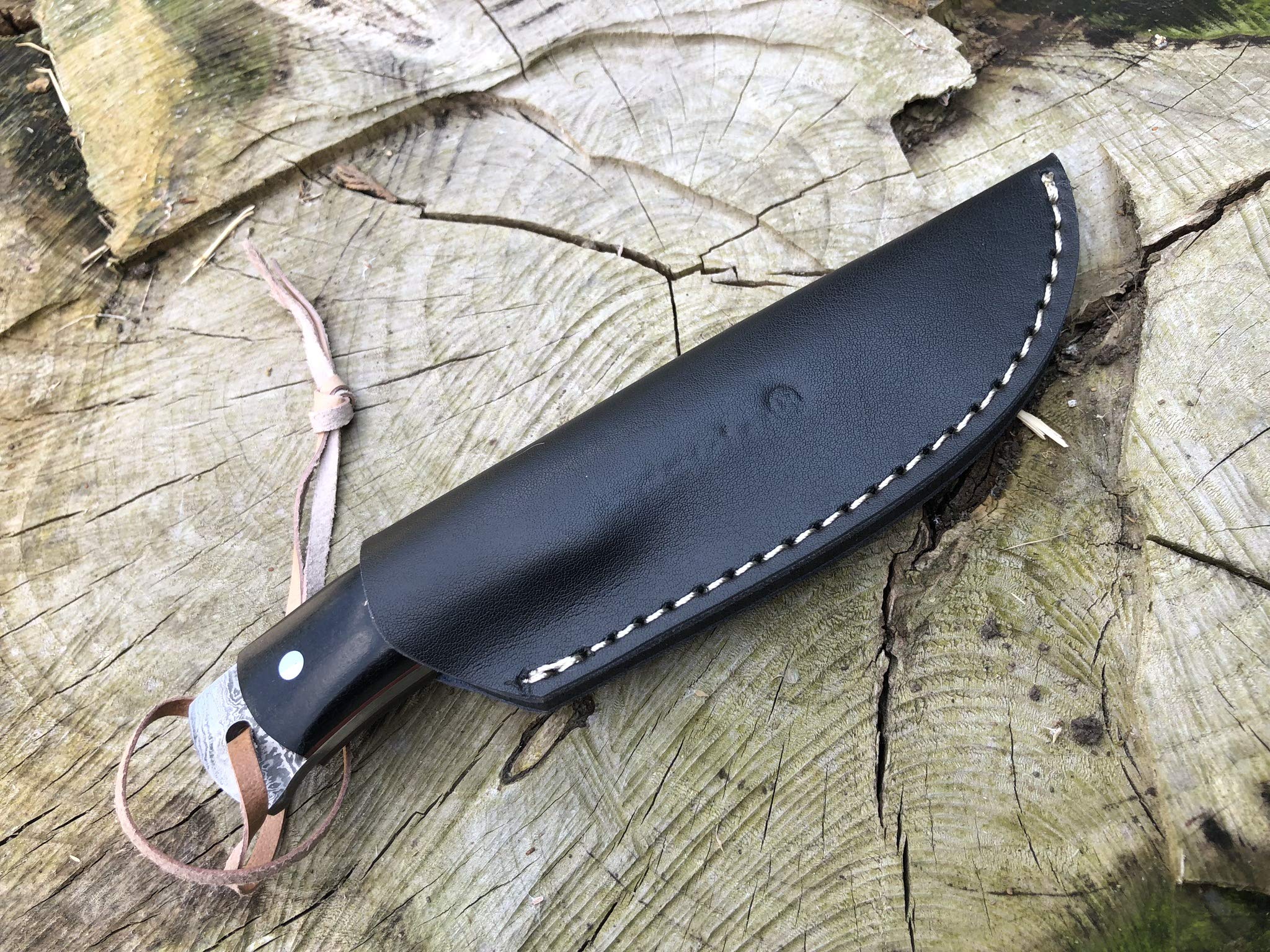 Perkin Damascus Steel Knife Hunting Knife With Sheath Bushcraft Knife - SK800