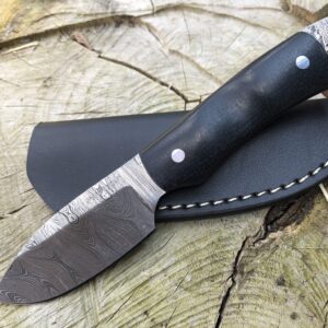 Perkin Damascus Steel Knife Hunting Knife With Sheath Bushcraft Knife - SK800