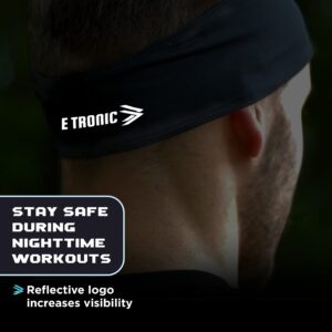 E Tronic Edge Running Headbands for Men, Women, Boys and Girls, Sports Sweatbands for Basketball, Yoga, Exercise, Workout, Quick Drying and Non-Slip Workout Stretchy Hairband, 3-Pack,Black