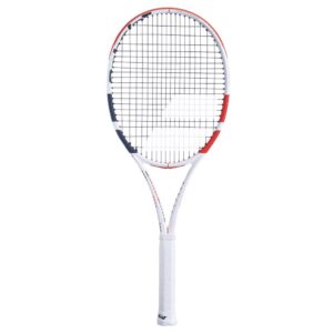 babolat pure strike 18/20 tennis racquet racquet - strung with 16g white babolat syn gut at mid-range tension (4 3/8" grip)