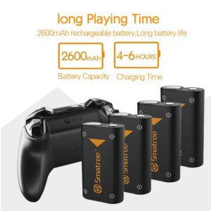 Smatree 4x2600mAh Rechargeable Battery Pack Compatible with Series X|S/Xbox One/Xbox One S/Xbox One X/Xbox One Elite Controller(4 Pack)