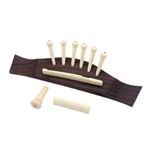 artibetter rosewood saddle through guitar bridge bovine bone guitar saddle nut slotted bridge pins endpins set for folk 6 strings guitar replacement parts