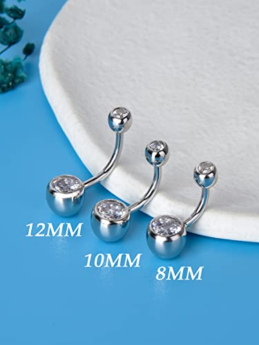 SILBERTALE Sterling Silver Belly Button Rings for Women Men CZ Navel Rings Curved Barbell Belly Rings Belly Piercing 10mm