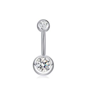 SILBERTALE Sterling Silver Belly Button Rings for Women Men CZ Navel Rings Curved Barbell Belly Rings Belly Piercing 10mm