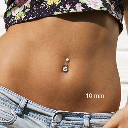 SILBERTALE Sterling Silver Belly Button Rings for Women Men CZ Navel Rings Curved Barbell Belly Rings Belly Piercing 10mm