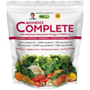 andrew lessman multivitamin - women's complete with maximum essential omega-3 1000 mg 60 packets – 30+ high potencies of all nutrients, essential vitamins, minerals & carotenoids. no additives