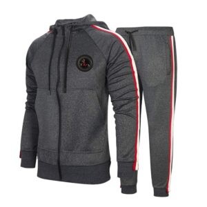 mens athletic 2 piece tracksuit set, dark gray-xl