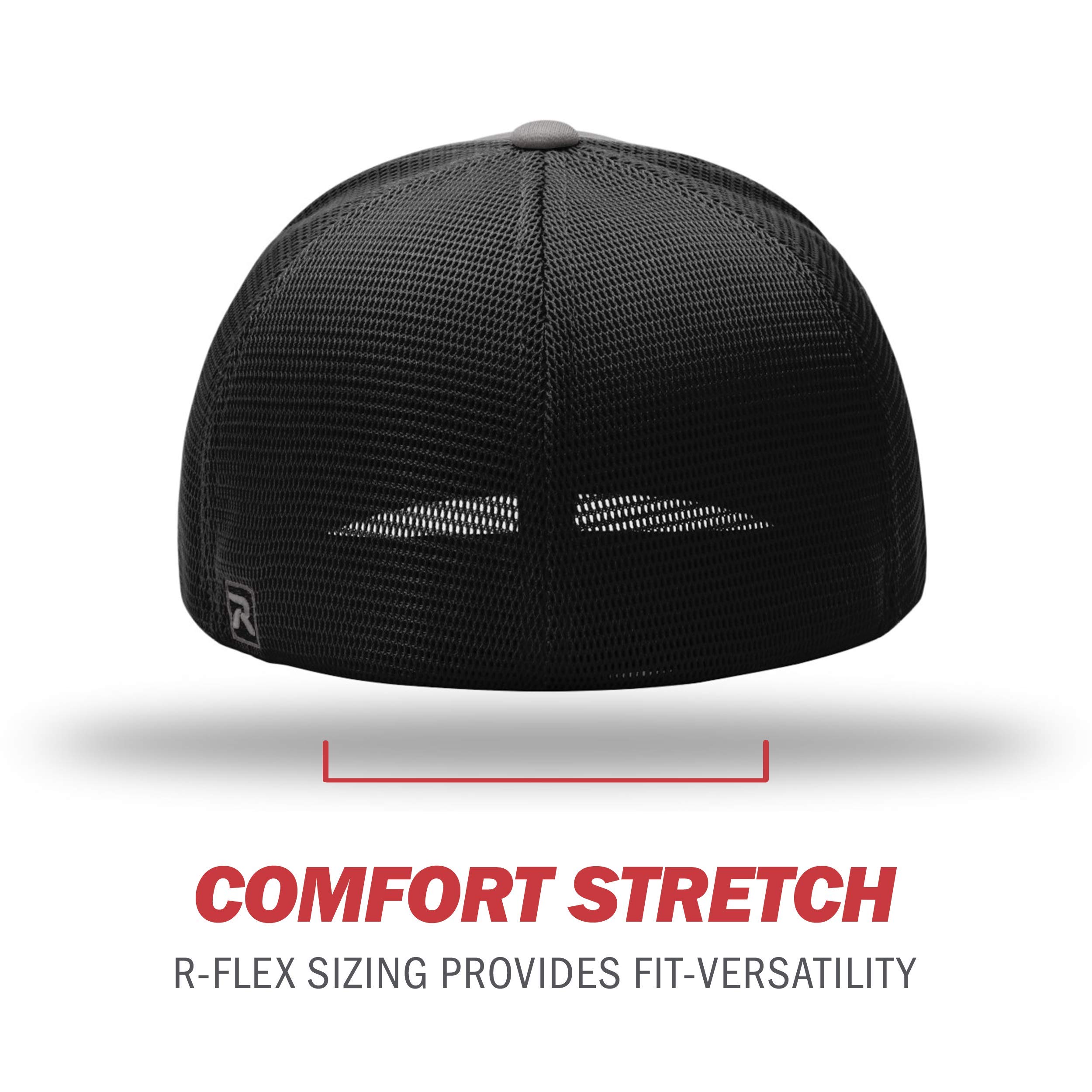 Richardson Unisex 172 Trucker Pulse Sportmesh R-Flex Baseball Cap, Split Charcoal/Black, Large/X-Large