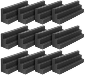 dekiru acoustic foam bass traps corner block foam, studio foam sound proof foam panles noise dampening wall soundproofing padding, ideal for studio, home or theater (12"x3"x3", black)