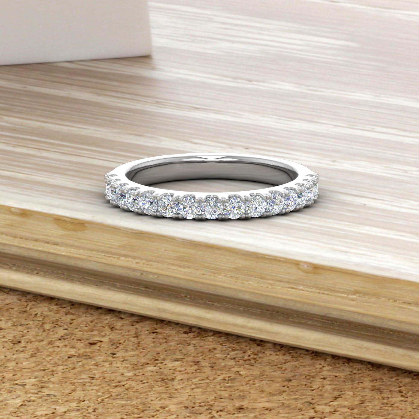 1/2 Carat Diamond Wedding Band Ring in 14K White Gold (Ring Size 5)