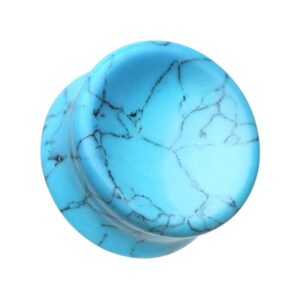 concave turquoise howlite stone double flared ear gauge wildklass plug (7/16" (11mm))