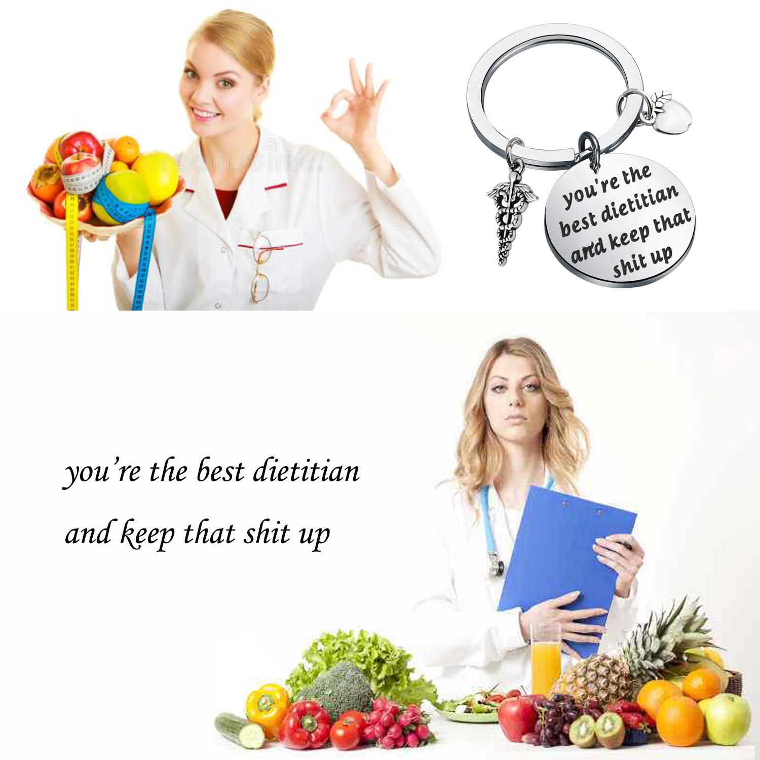 SEIRAA Dietitian Gift RD Registered Dietitian Gift You’re The Best Dietitian and Keep That Shit Up Keychain Retirement Gift for Food Teacher (best dietitian keychain)