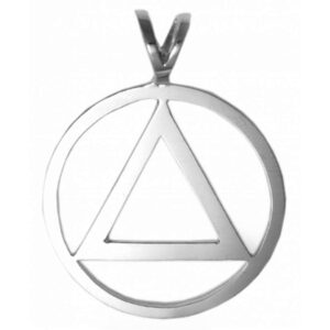 alcoholics anonymous (aa) symbol - sterling silver,aa flat style pendant, large size